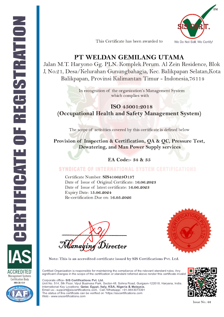Accreditation - PT. Weldan Gemilang Utama